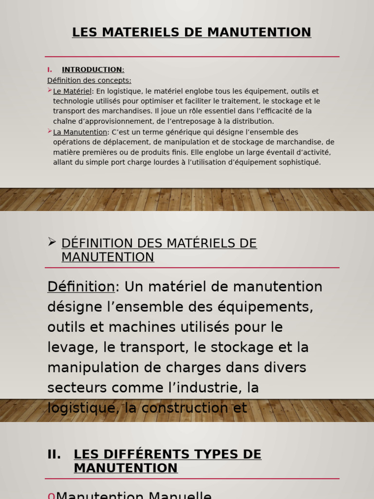 Matériel de Manutention : Définition et Types | PDF | Entrepôt