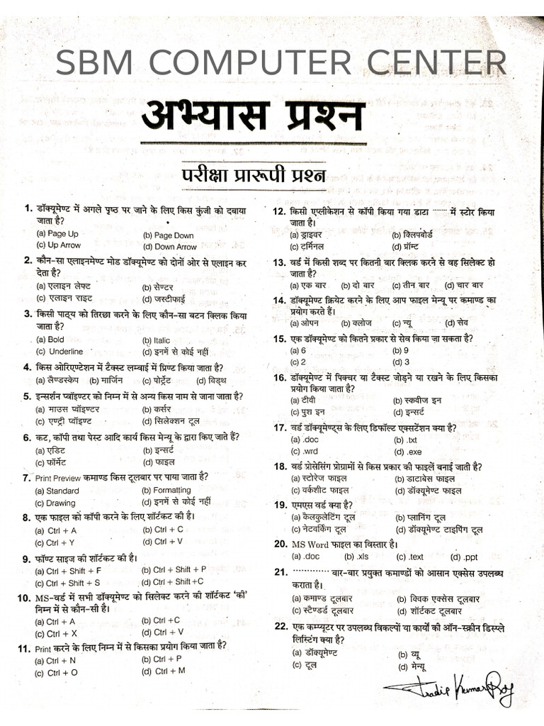 Ms Excel & Ms Word Objective | PDF