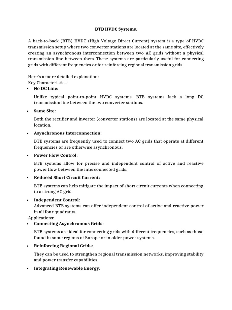 BTB HVDC | PDF | High Voltage Direct Current | Electric Power Transmission