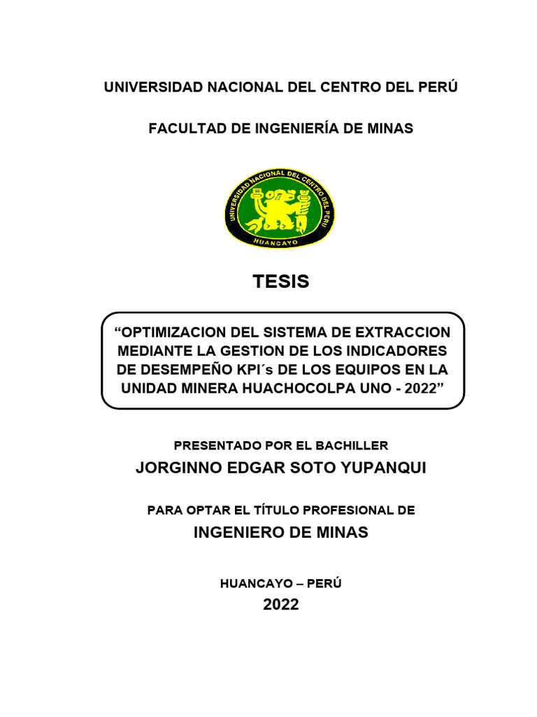 Tesis Jorginno Edgar Soto Yupanqui | PDF | Minería | Geología