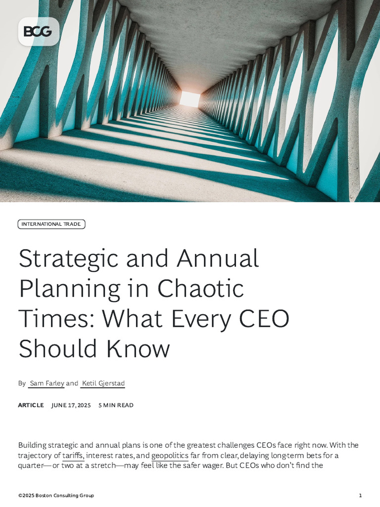 Strategic and Annual Planning in Chaotic Times | PDF | Artificial ...