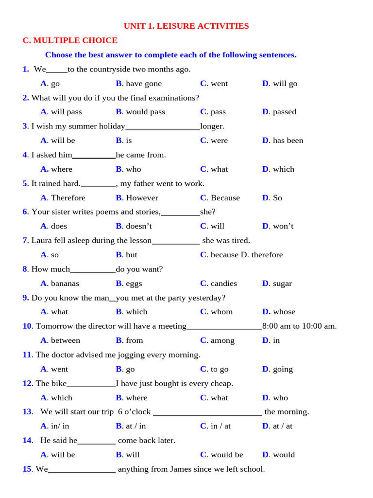 Multiple Choice - Students | PDF