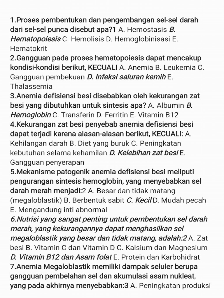 Soal Patogenesis Cairan Darah Dan Urin - 250508 - 091303 | PDF
