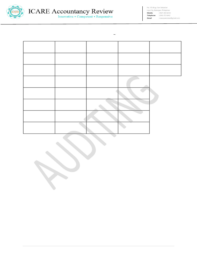 ICARE AUD THEO Final Preboards Answer Key | PDF