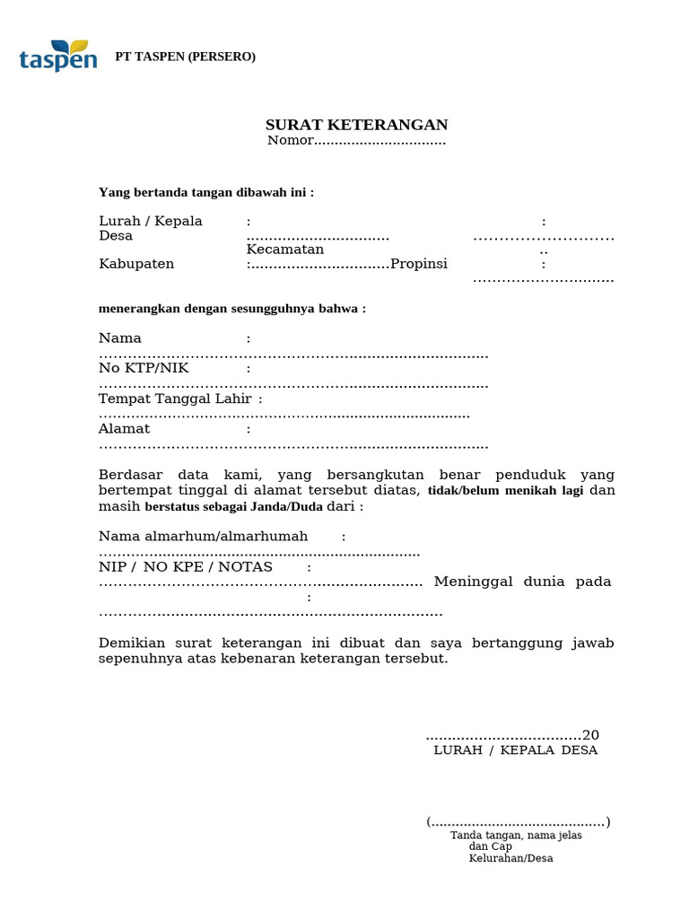Surat Keterangan Janda Duda | PDF
