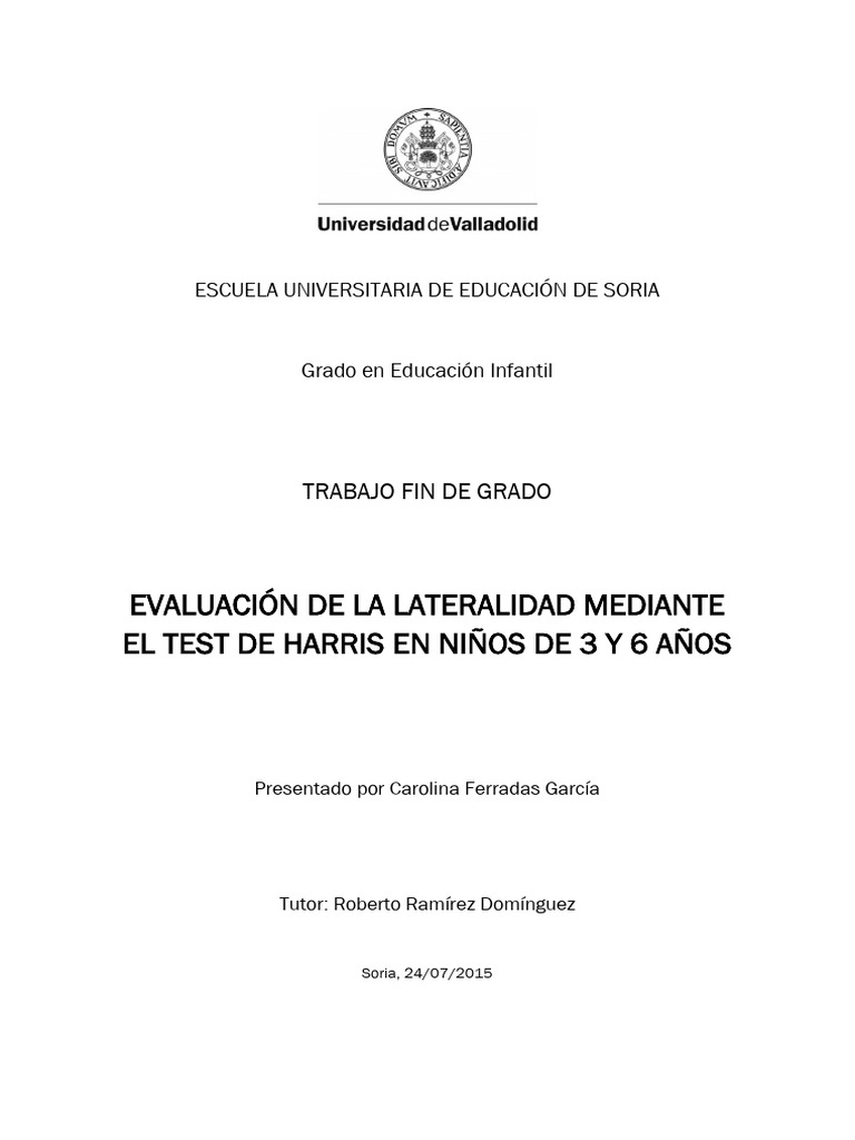Evaluación de La Lateralidad Mediante El Test de Harris en Niños de 3 y ...