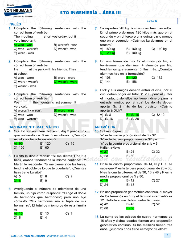 Colegio - 5to - Exse 10 - S15 - Ingeniería........... | PDF | Adverbio | Clonación