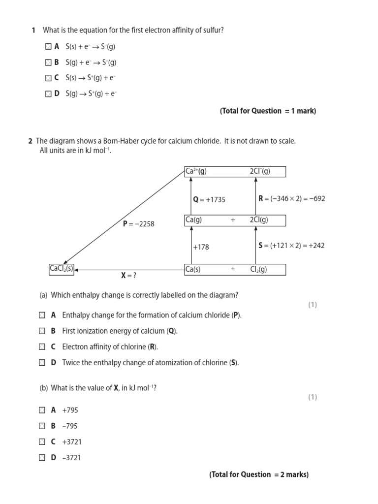 Lattice Energy (Multiple Choice) QP | PDF | Ion | Scientific Phenomena