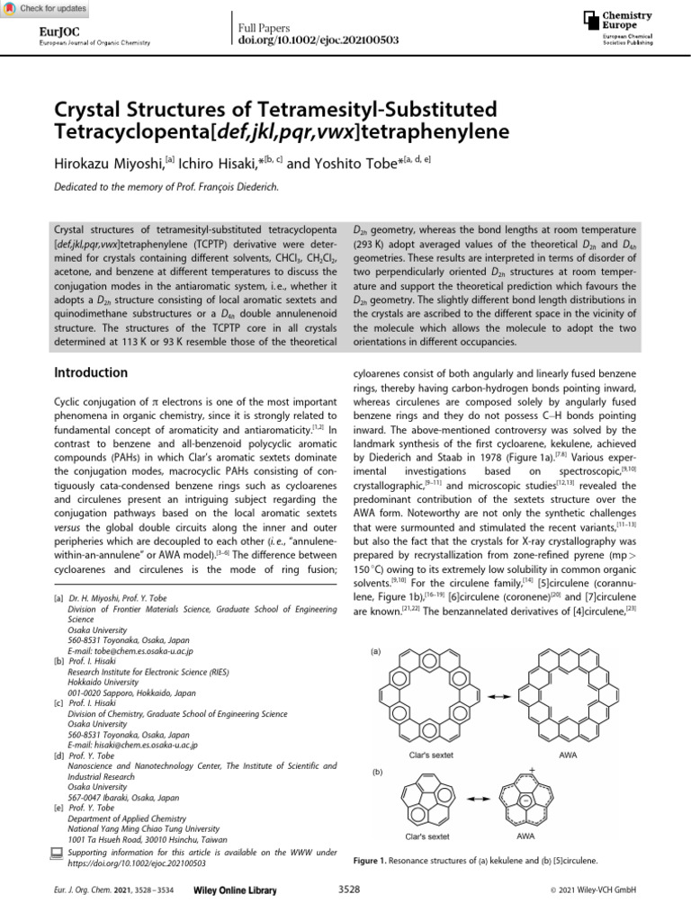 NonEur J Org Chem - 2021 - Miyoshi - Crystal Structures of Tetramesityl ...