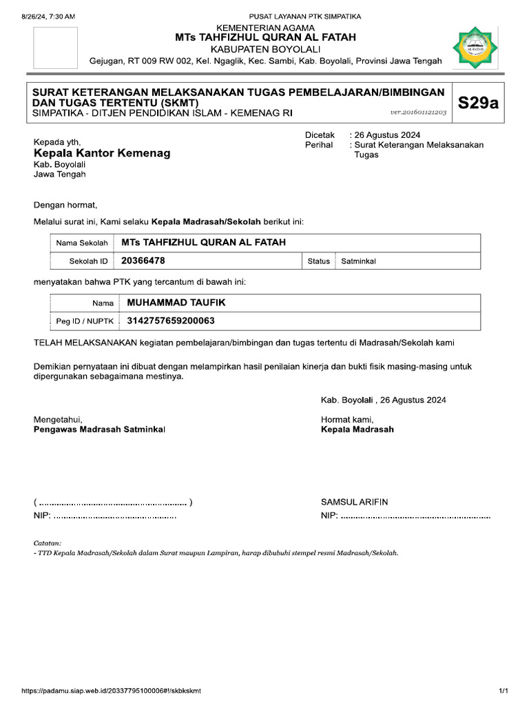 S29a Muhammad Taufik 2024-2025 | PDF