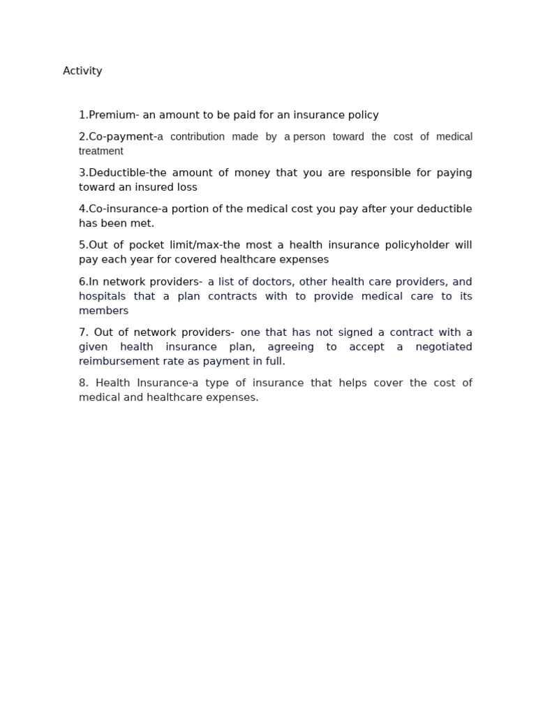 Health Insurance Terms Explained | PDF