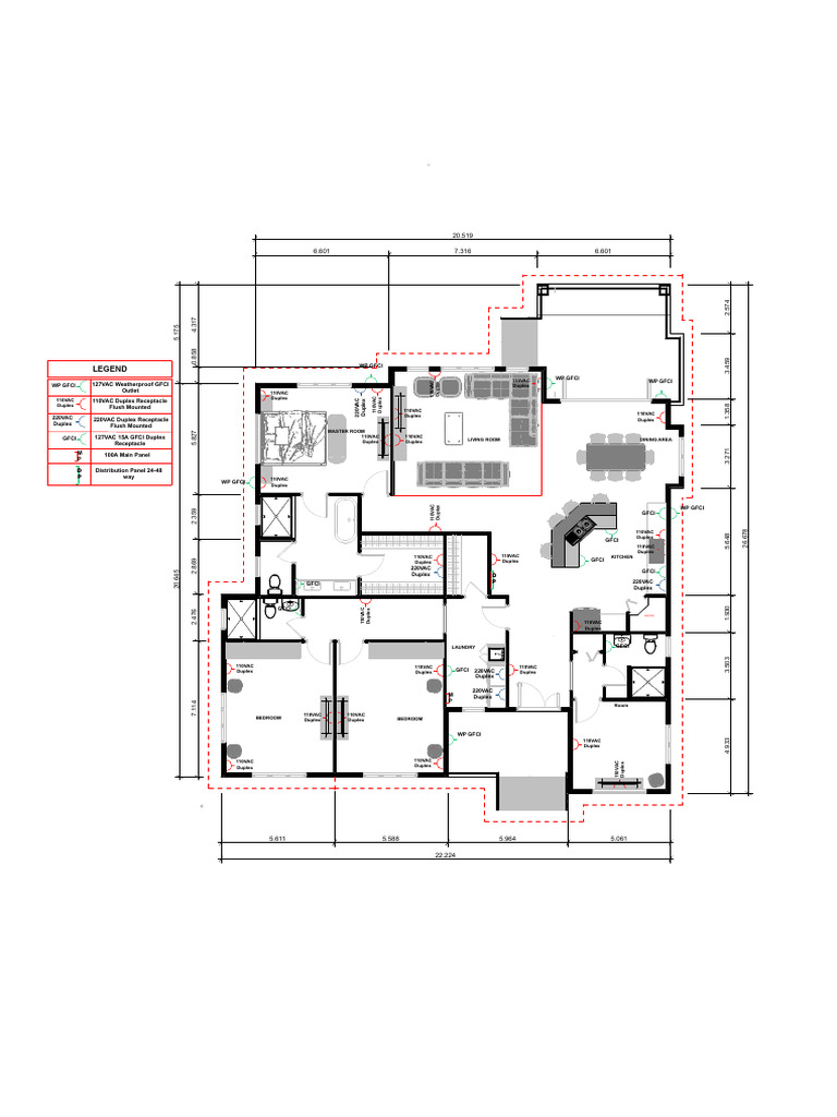 Ms Johsnson Electrical Layout Receptacles | PDF | Room