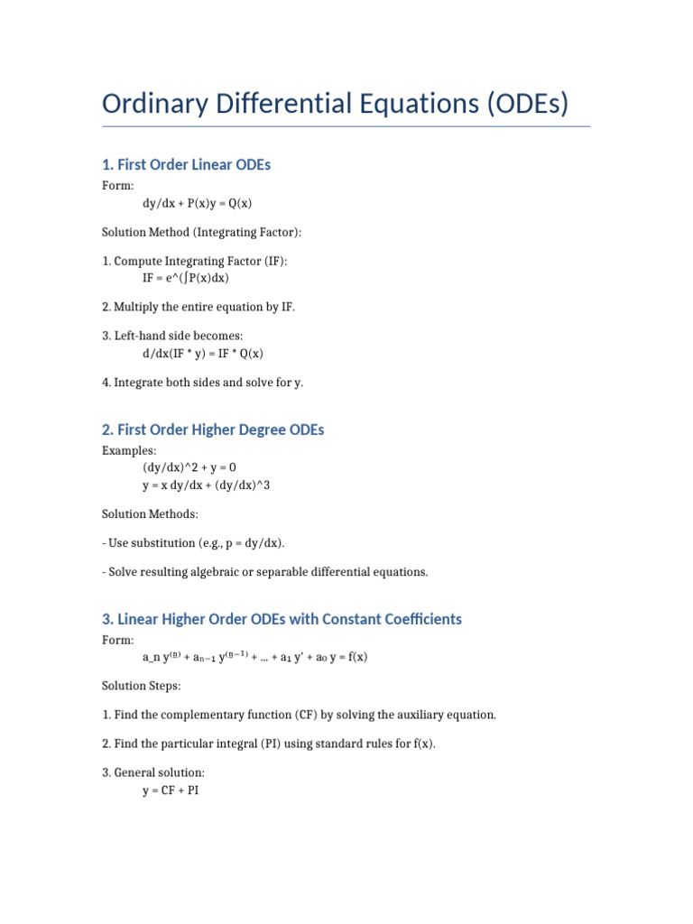ODEs Working and Solutions | PDF