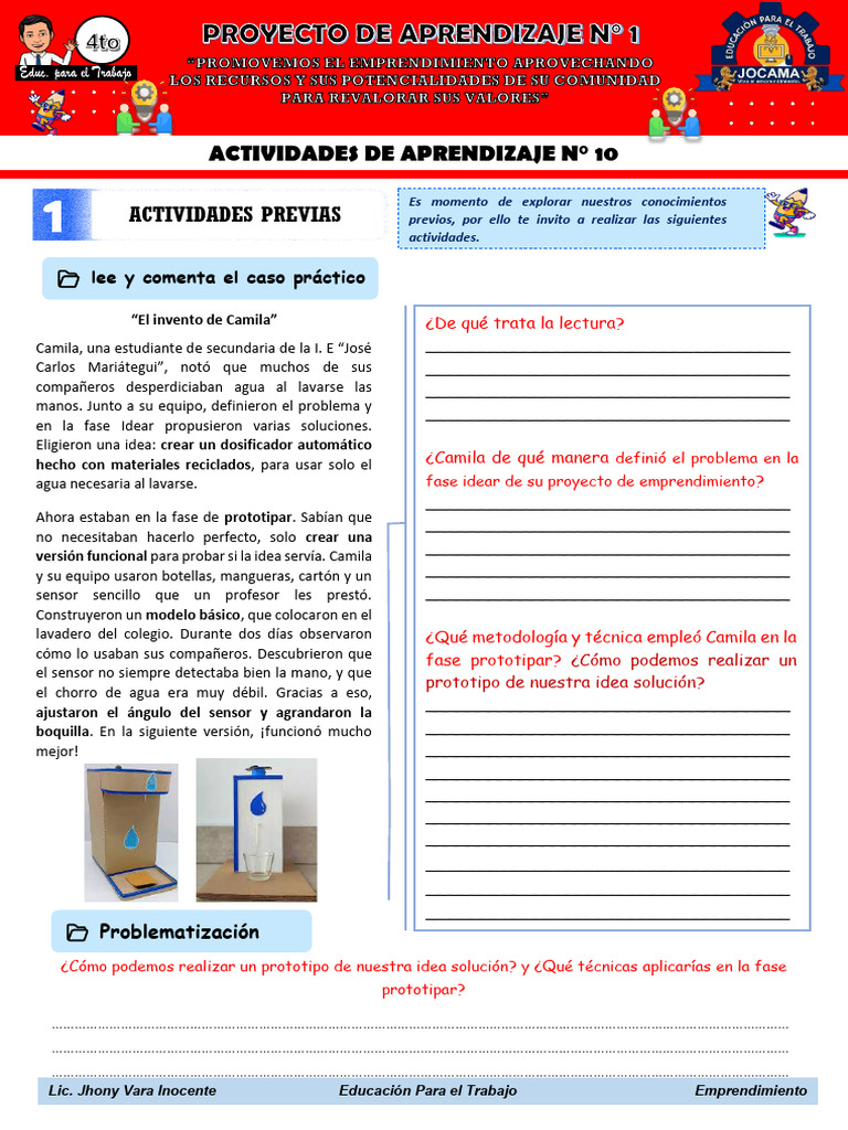 FICHA 10 Prototipamos La Idea Solución-Técnica El BOCETO | PDF | Diseño | El pensamiento de diseño