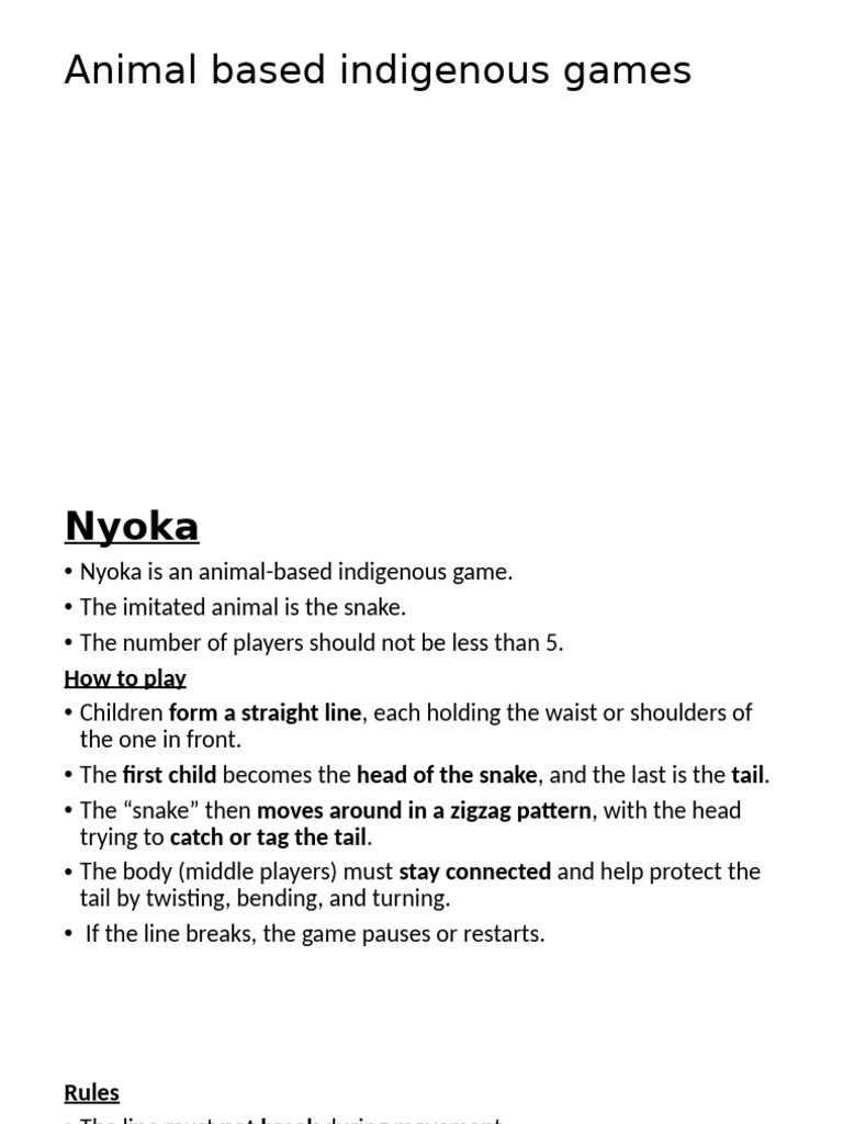 Indigenous Animal Games: Nyoka & Ndovu | PDF