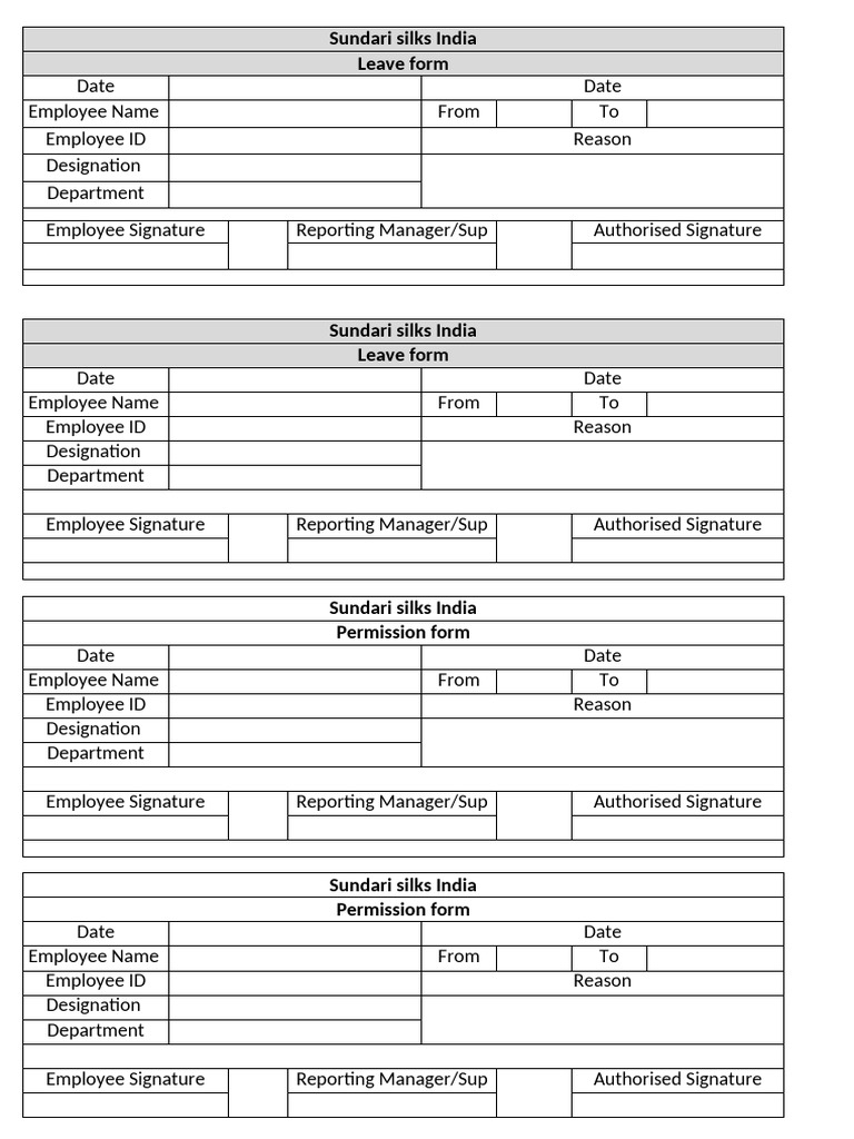 Leave and Permission Form | PDF