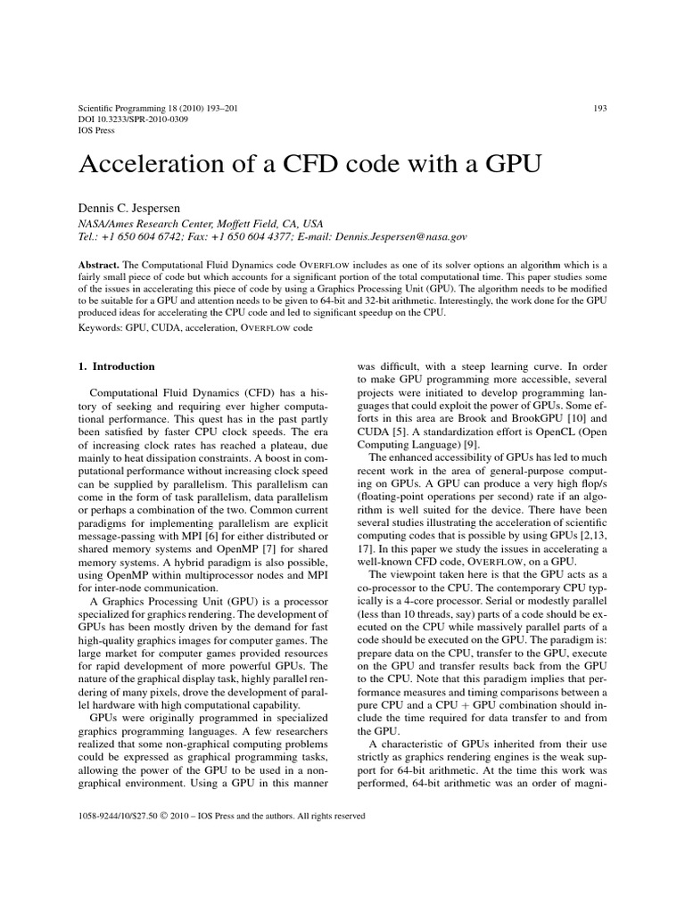 NewScientific Programming - 2010 - Jespersen - Acceleration of A CFD ...