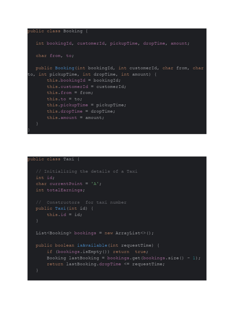 Taxi Booking System in Java | PDF | Computer Programming