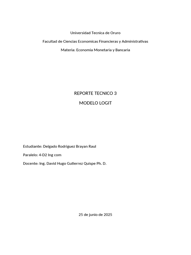 Modelo Logit Brayan Delgado | PDF | Regresión logística ...