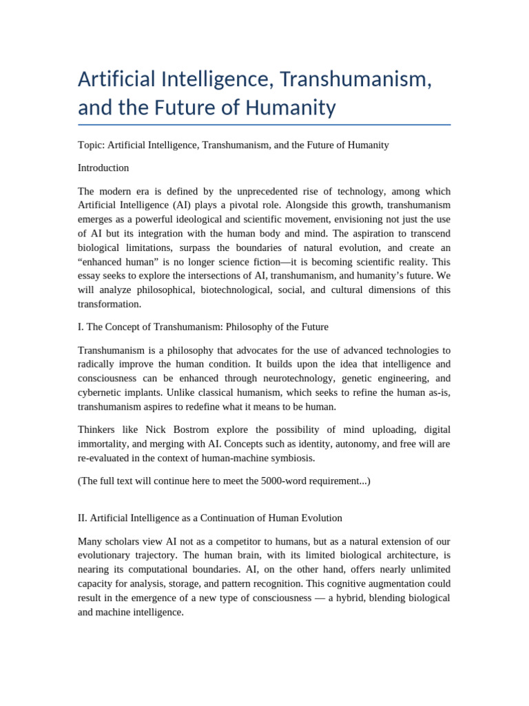 AI Transhumanism English Full | PDF | Transhumanism | Artificial Intelligence