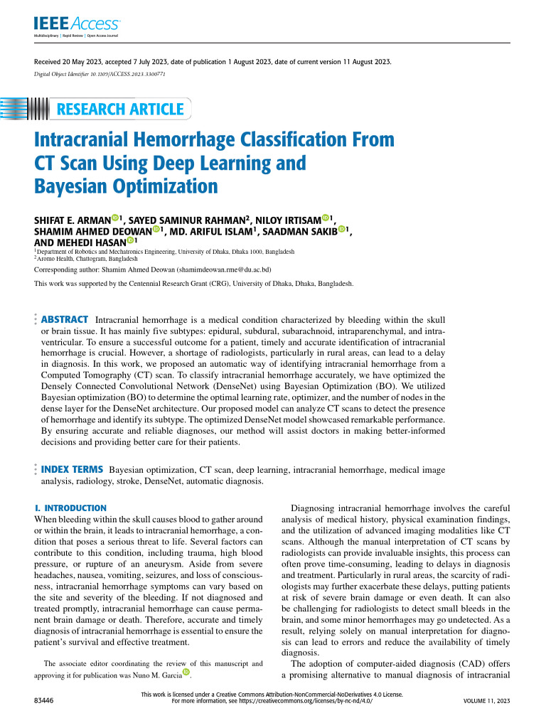 Intracranial Hemorrhage Classification From CT Scan Using Deep Learning ...