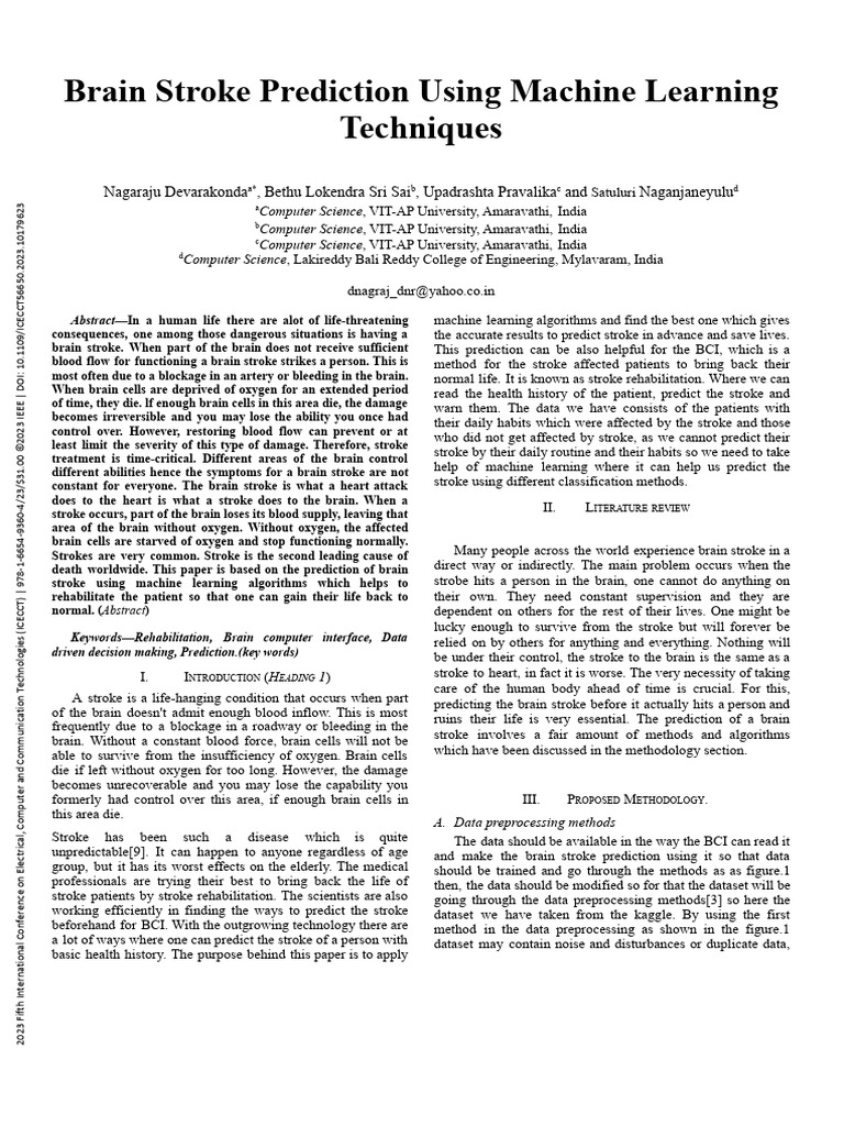 Brain Stroke Prediction Using Machine Learning Techniques | PDF | Machine Learning | Statistical ...