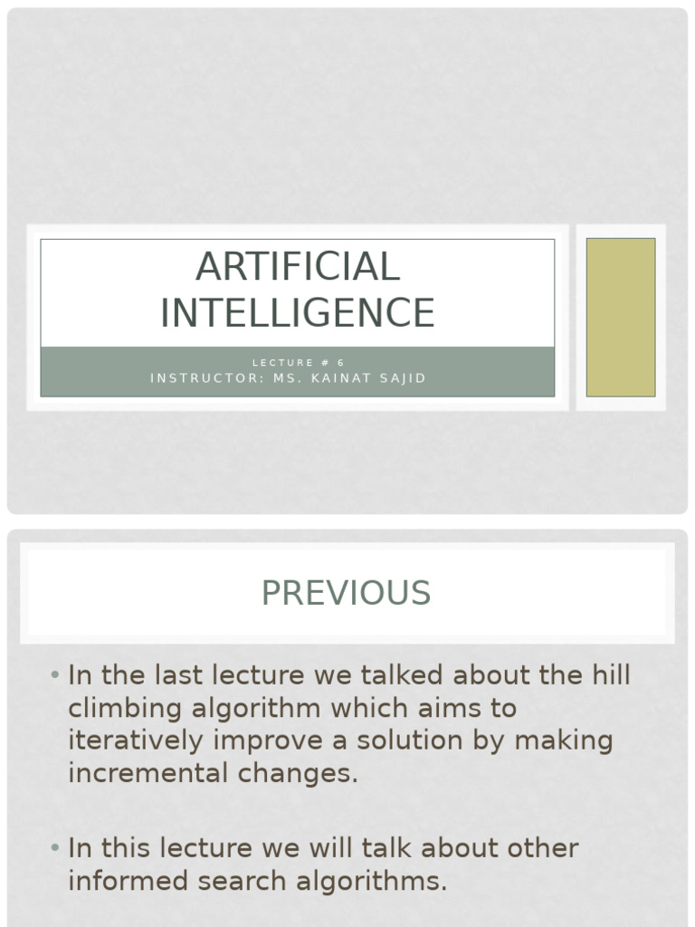 Lecture 6 - Informed Search Methods | PDF | Applied Mathematics | Theoretical Computer Science