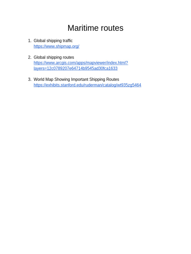 Key Global Maritime Shipping Routes | PDF