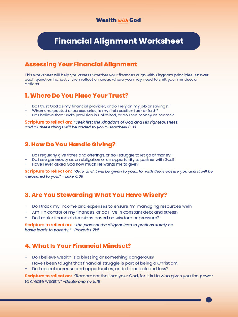 WWG BONUSES Financial Alignment Worksheet | PDF
