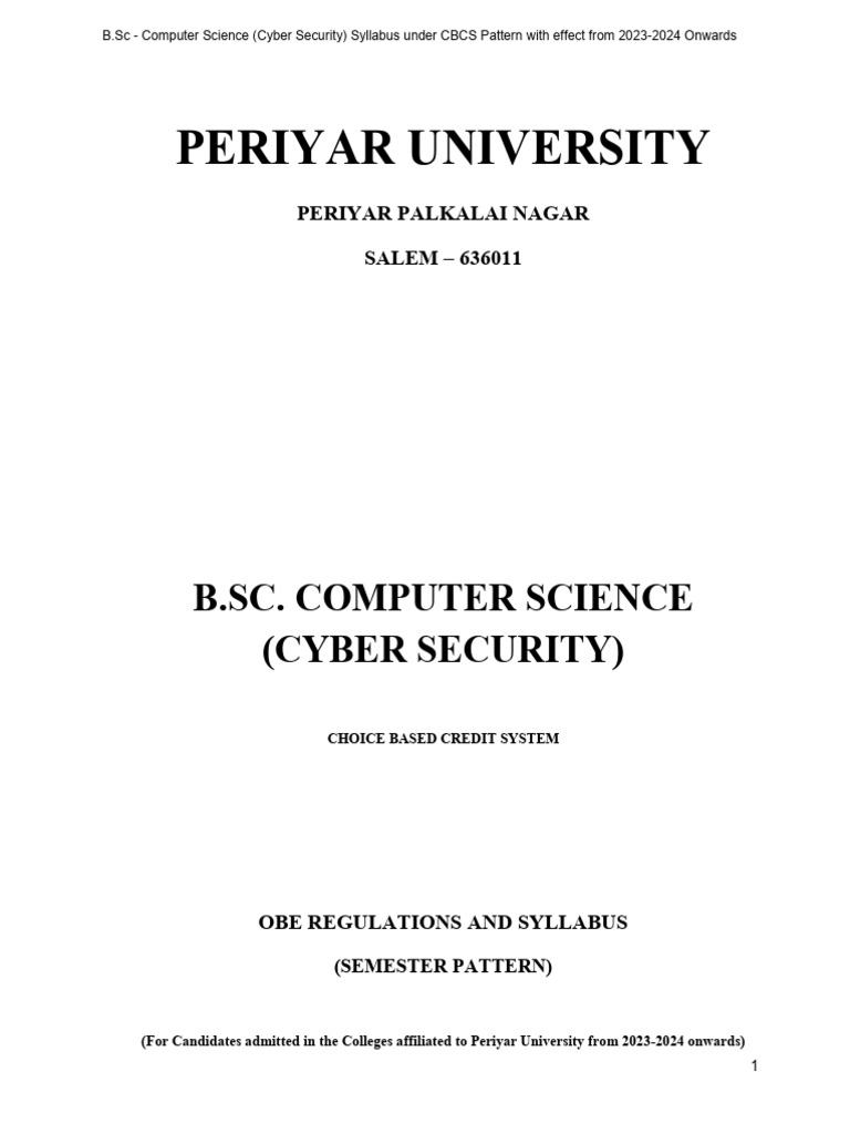 Cyber Security B.Sc. Syllabus 2023-2024 | PDF | Databases | Pl/Sql