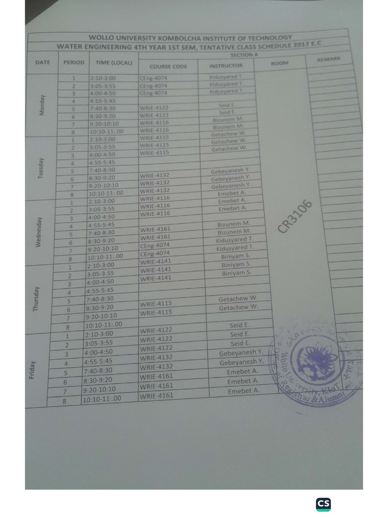 4th Year Class Scheduled | PDF