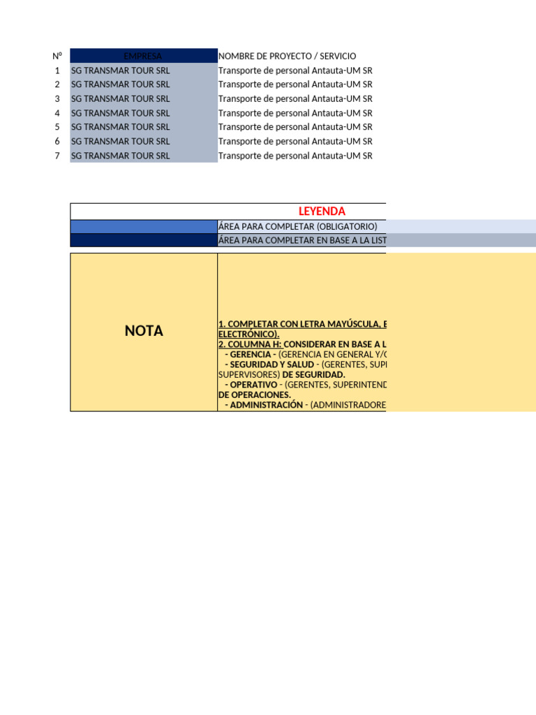 Sg. Transmar Tour - Directorio Personal Staff Umsr v2. | PDF