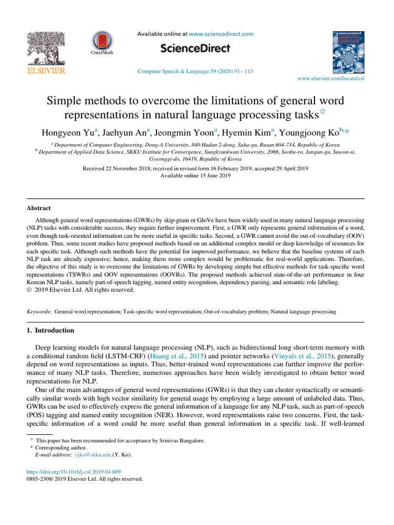 Simple Methods To Overcome The Limitations of General Word Representations in Natural Language ...
