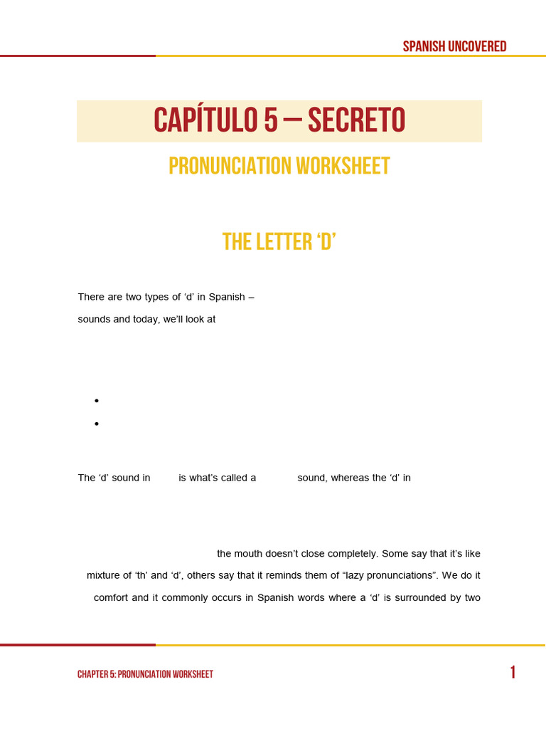 Spanish 'D' Pronunciation Guide | PDF