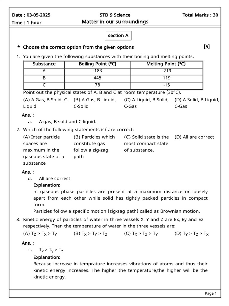9 Science Chapter 1 - Solution | PDF | Boiling | Evaporation