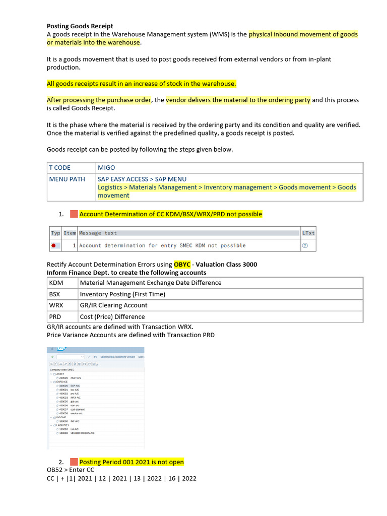 Goods Receipt Process in WMS | PDF