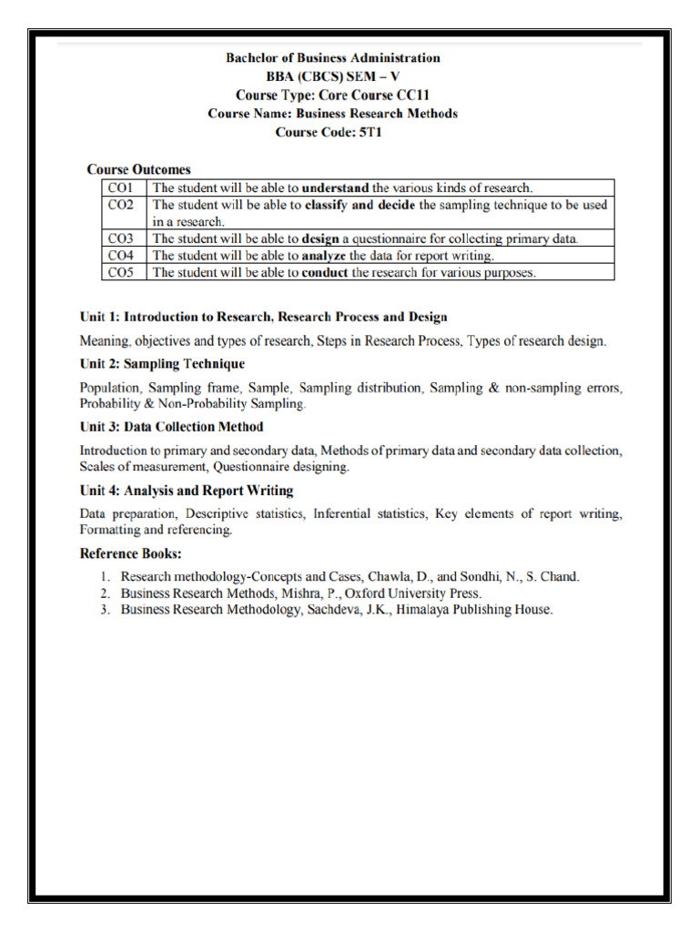 BBA Syllabus Sem-V | PDF
