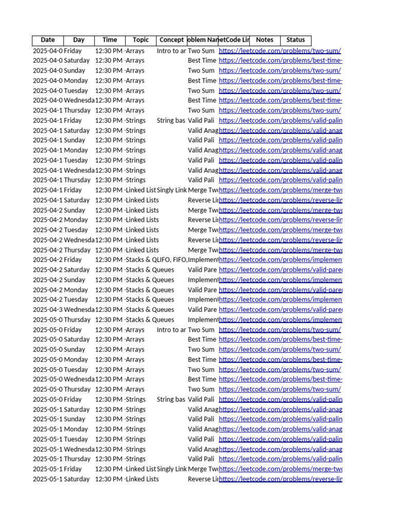 LeetCode Problem Schedule 2025 | PDF | Queue (Abstract Data Type ...
