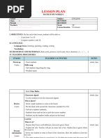 Detailed Lesson Plan (Counting Numbers 1-10) ) | PDF | Lesson Plan ...