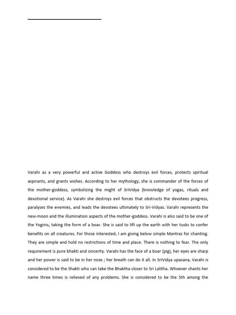Varahi Upasana PDF Free | PDF | Mantra | Bhakti