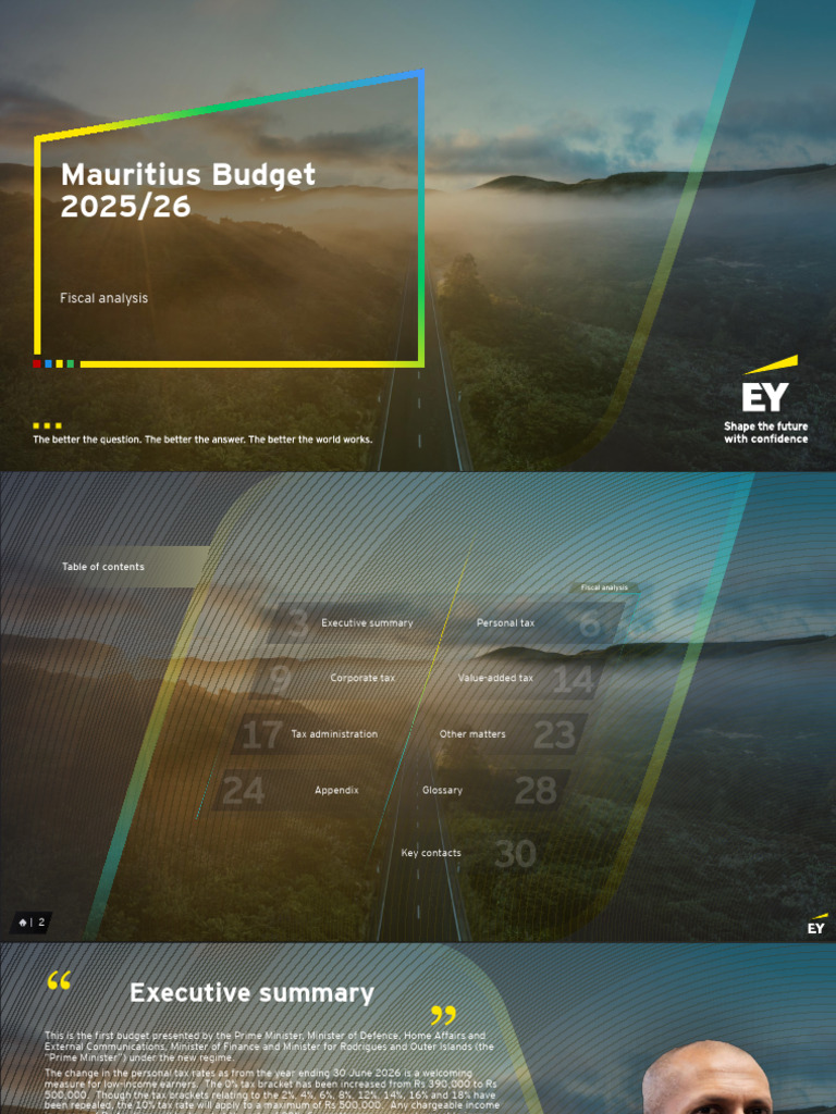Ey Mauritius Budget 2025 26 Fiscal Analysis | PDF | Taxes | Corporate Tax