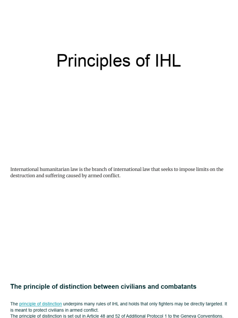 Key Principles of International Humanitarian Law | PDF | International ...