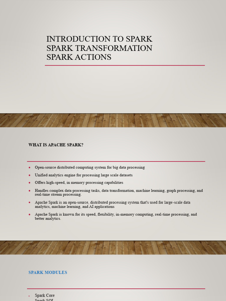 CISD 42 Introduction To Spark - Spark Transformation - Spark Actions | PDF | Apache Spark ...
