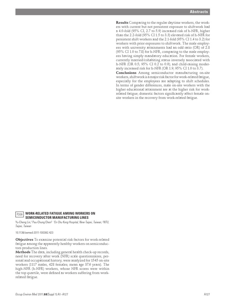 半导体行业加班 | PDF | Shift Work