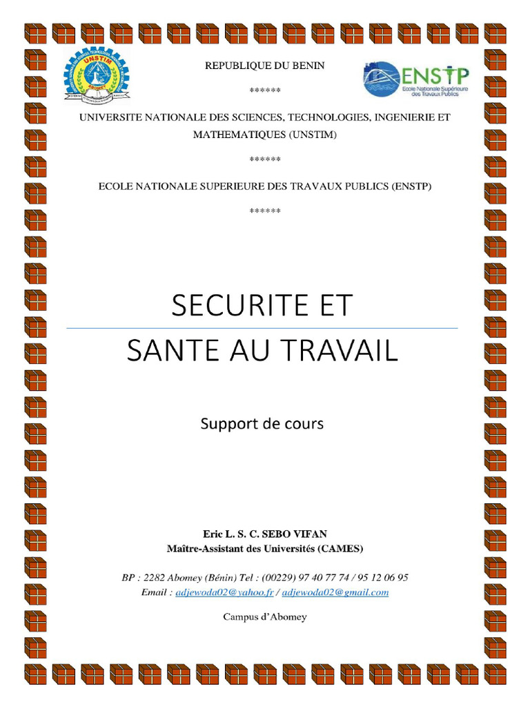ENSTP - Cours de Sécurité Et Santé Au Travail - Sécurisé | PDF