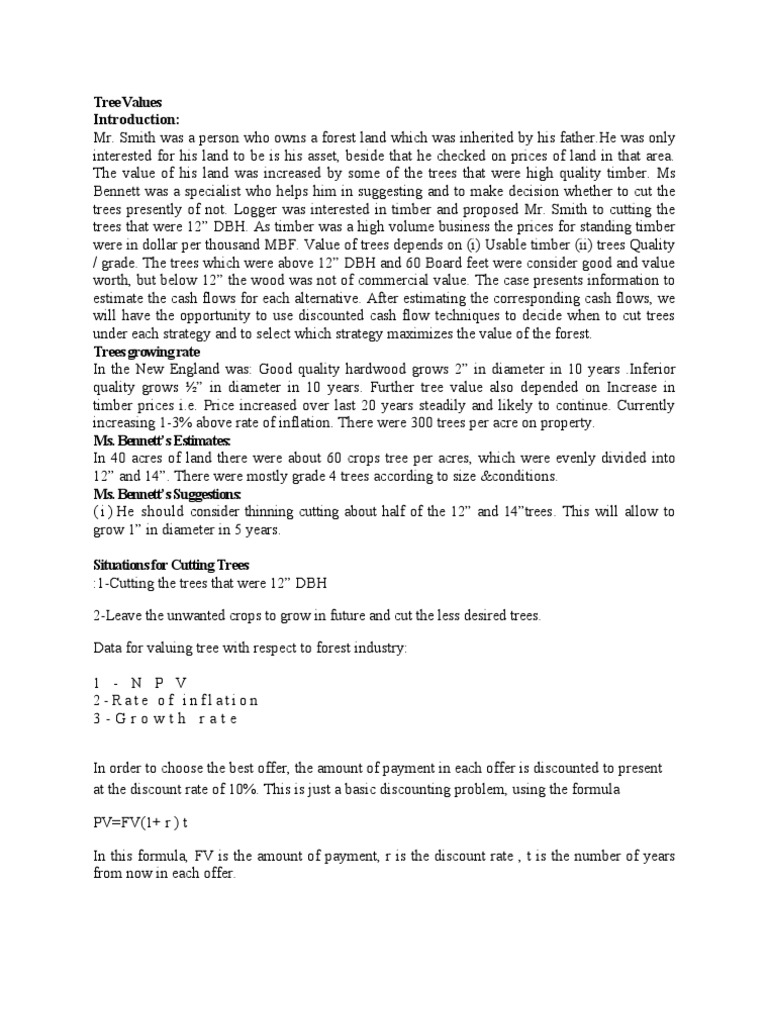 Tree Values | PDF | Lumber | Discounted Cash Flow