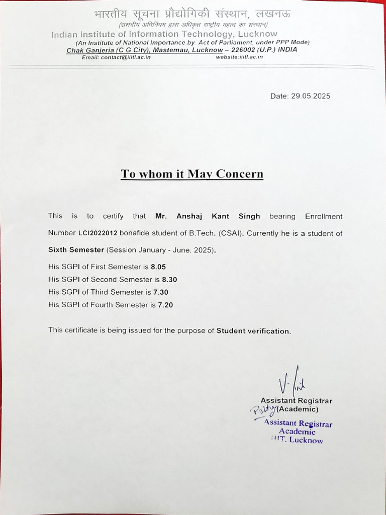 Bonafide Transcript | PDF