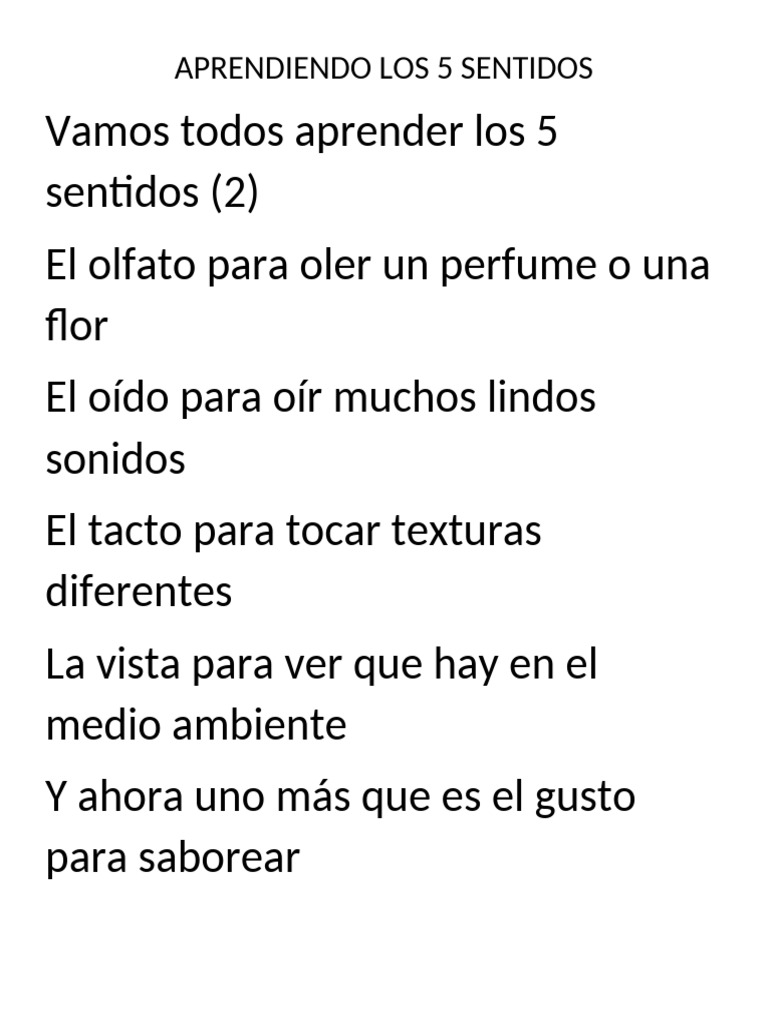 Cancion Los 5 Sentidos | PDF