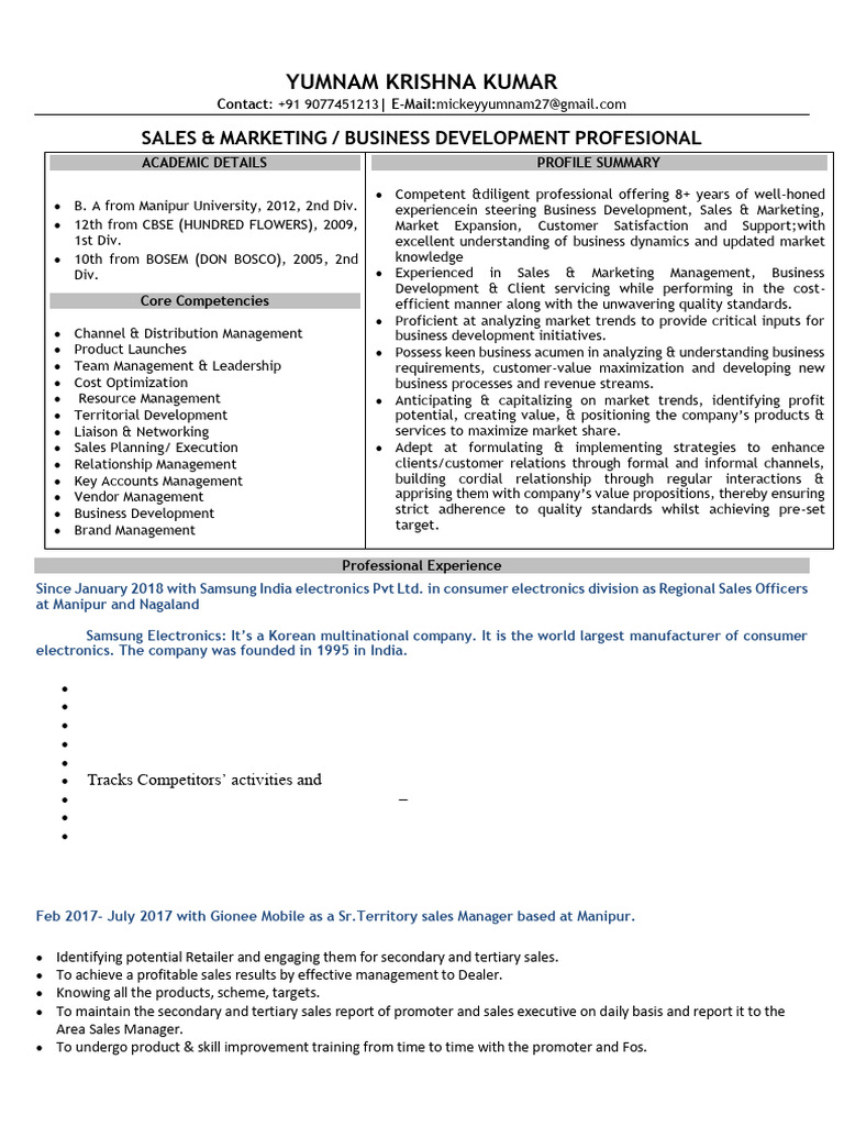 Naukri Yumnamkrishnakumar (11y 0m) | PDF | Marketing | Customer ...