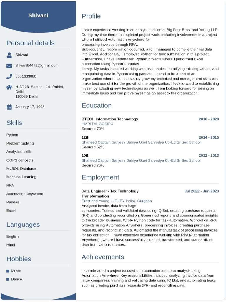 Shivani CV 2025 | PDF